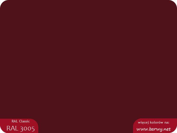 Kolor RAL Classic 3005, bordowy średni, Wine red, Weinrot, Rouge ... Kolor RAL Classic 3005, bordowy średni, Wine red, Weinrot, Rouge ...